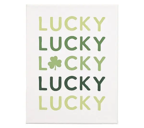 SINCERE SURROUNDINGS 17'lucky Repeated Shamrock Wrapped Canvas