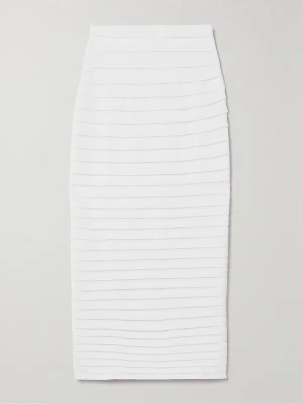 Alaïa Layered Stretch-knit Midi Skirt