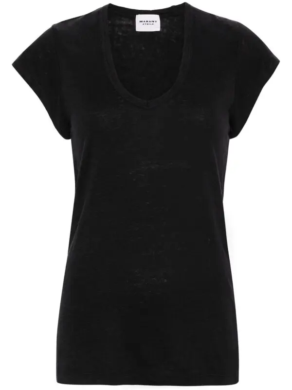 MARANT ETOILE Zankou Linen T-shirt - Black