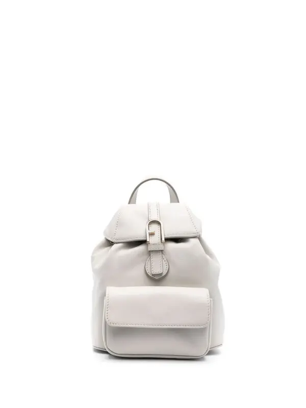 Furla Flow Leather Backpack - Grey
