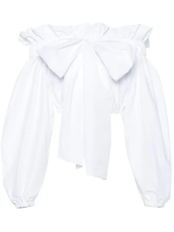 Patou Bow-detail Cotton Crop Top - White