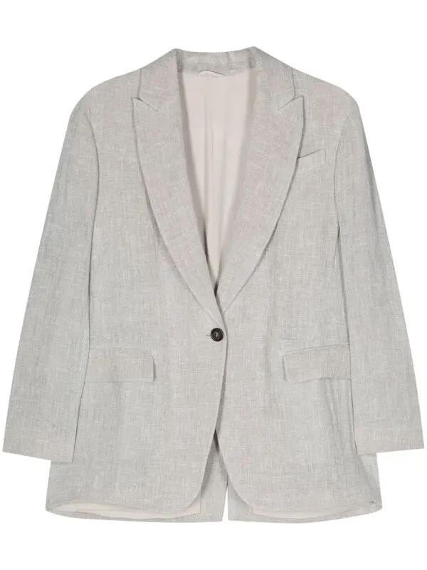 Brunello Cucinelli Intertwined Linen-blend Blazer - Grey