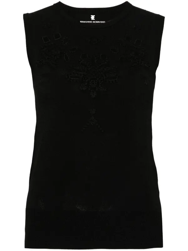 Ermanno Scervino Broderie-anglaise Knit Top