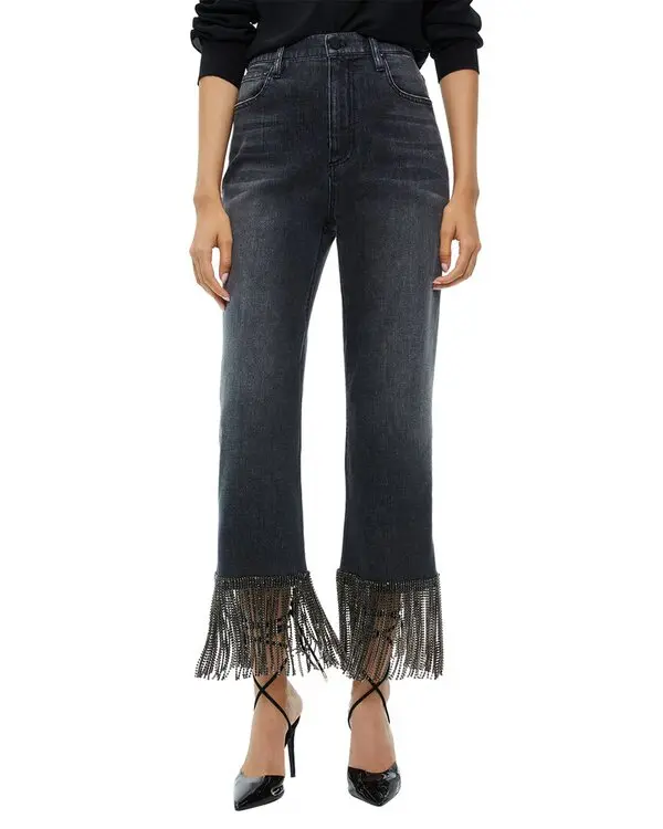 Alice + Olivia Amazing Embellished Jean in Off White