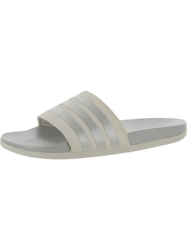 Adidas Metallic Slip On Pool Slides - Silver | Editorialist