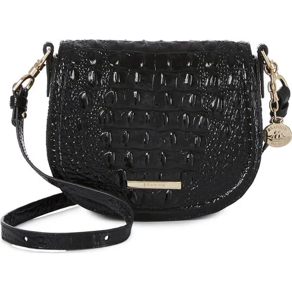 Brahmin Briar Croc Embossed Leather Crossbody Bag - Black | Editorialist