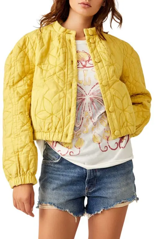 Free People Quinn Quilted Jacket - Citronelle