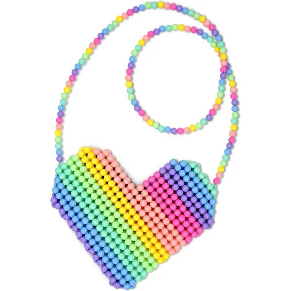 ISCREAM Rainbow Heart Beaded Crossbody Bag
