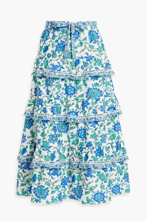 Derek Lam 10 Crosby Nemea Ruffled Printed Midi Skirt
