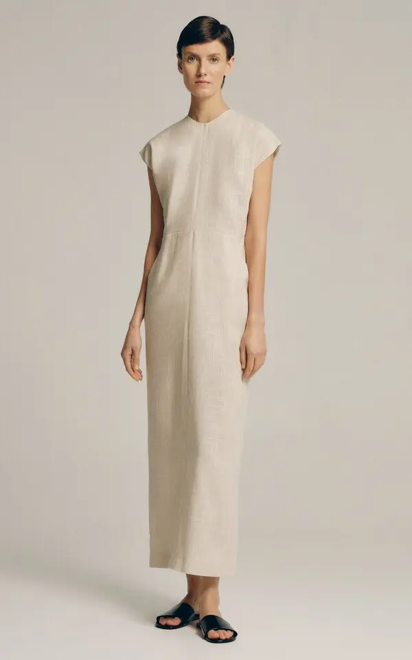 SEV Linen-blend Midi Dress - Neutral