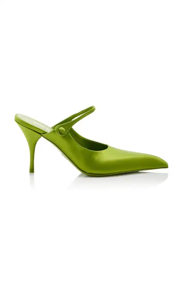 Prada Satin Mary Jane Mules - Green | Editorialist
