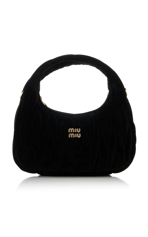 Miu Miu Wander Quilted Velvet Hobo Bag