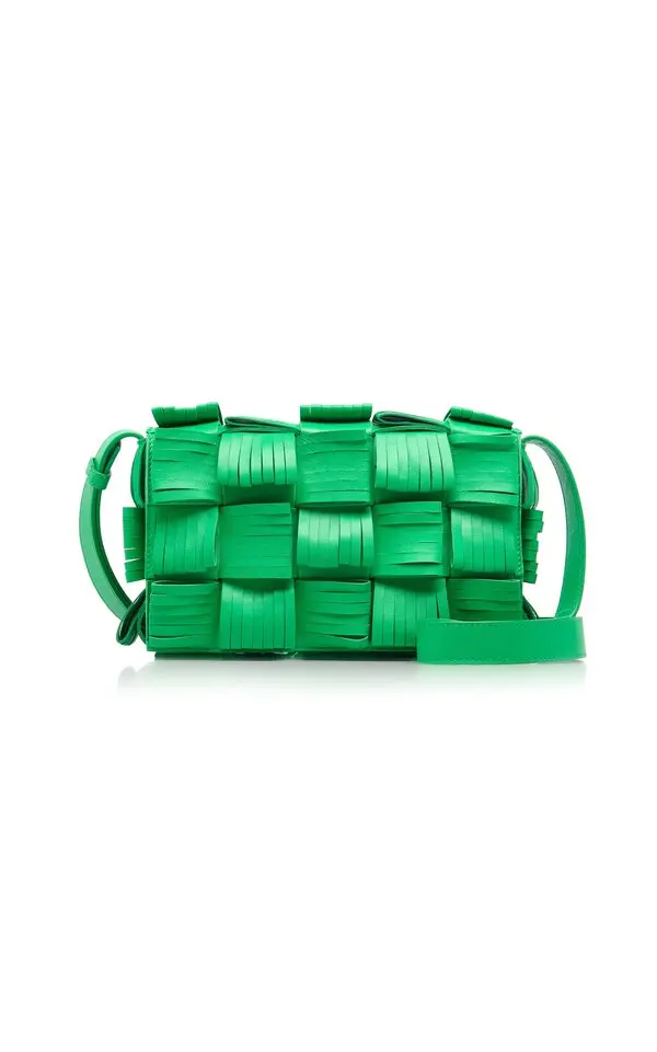 Bottega Veneta The Cassette Fringed Leather Bag - Green