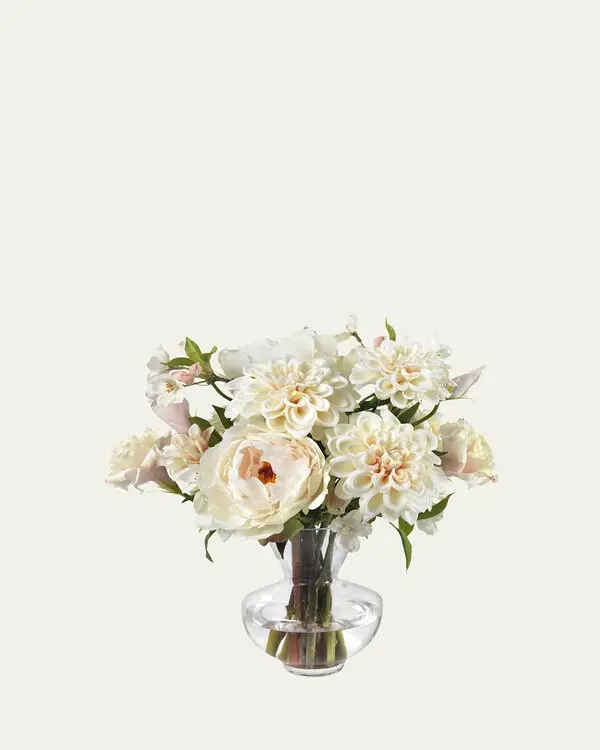 DIANE JAMES Blush Peonies, Lisianthus, And Dahlias In A Tapered Vase