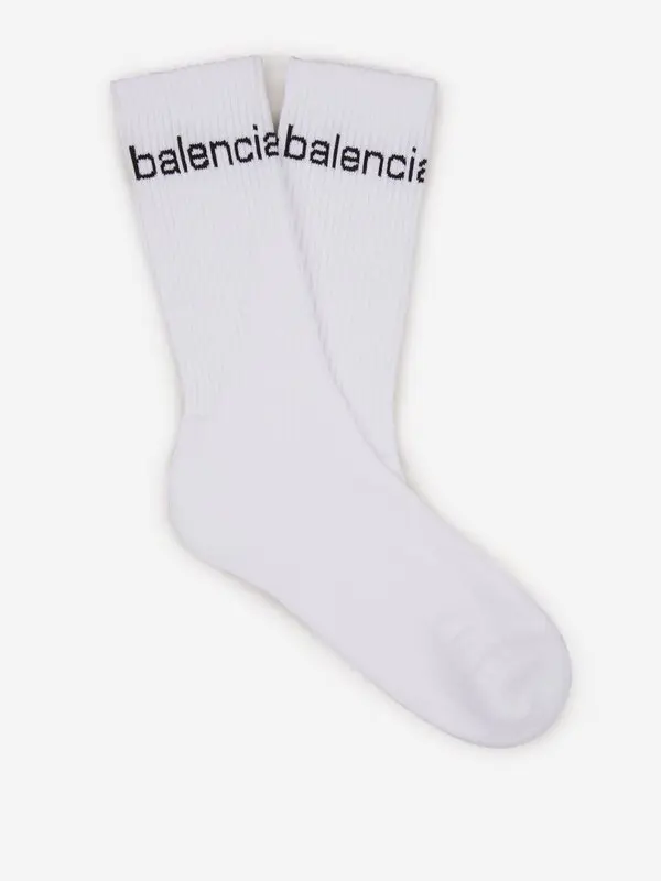 Buy Balenciaga Logo Knit Socks - Blanc At 33% Off | Editorialist