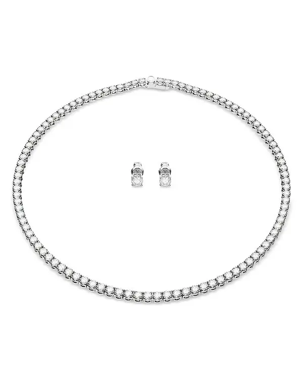 SWAROVSKI Matrix Tennis Necklace And Stud Earrings Set - Silver
