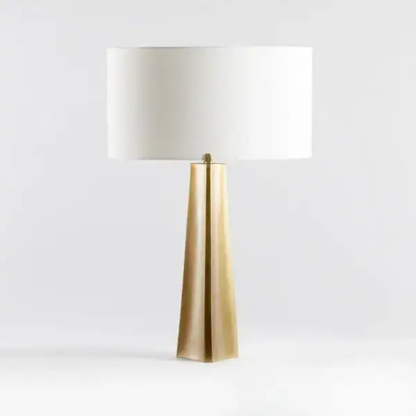 Crate & Barrel Isla Brass Triangle Table Lamp, Set Of 2 - Gold ...