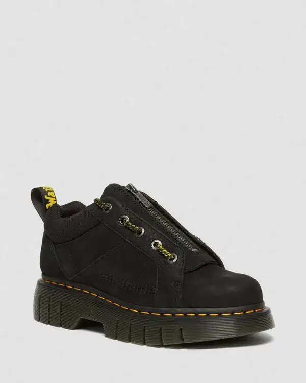 Dr Martens Woodard Men\'s 11 Women\'s 12 Black Tumbled Nubuck Leather Shoes Mens Size 12 Dr Martens Woodard Tumbled Nubuck Leather Zip  main image 4