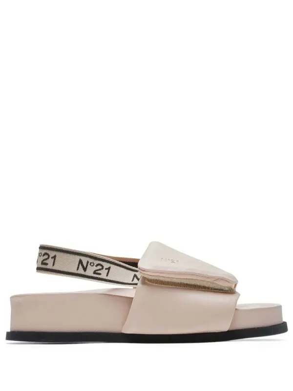 N°21 Logo-intarsia Padded Flat Sandals - Neutrals