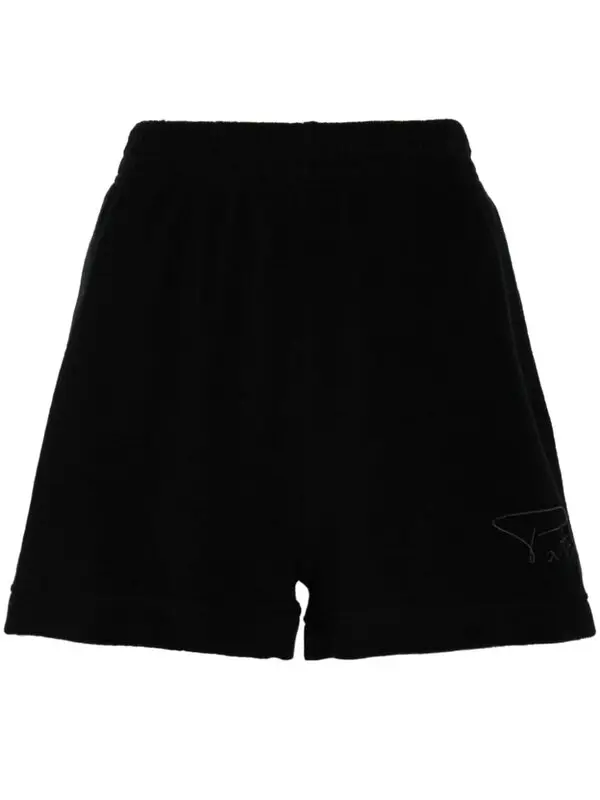 Patou Logo-embroidered Terry Shorts - Black