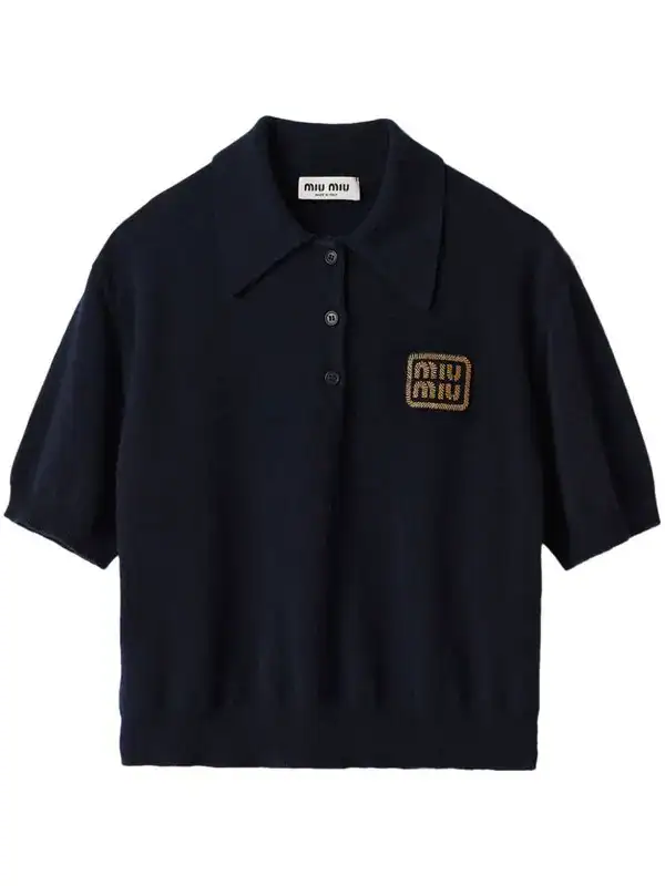 Miu Miu Cashmere Polo Shirt - Blue | Editorialist