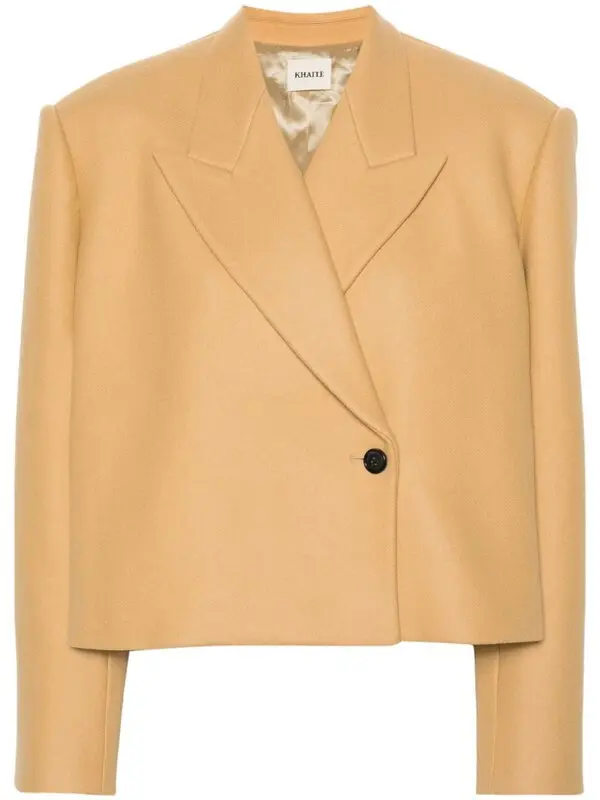 Khaite Melton Twill Double-breasted Jacket - Neutrals