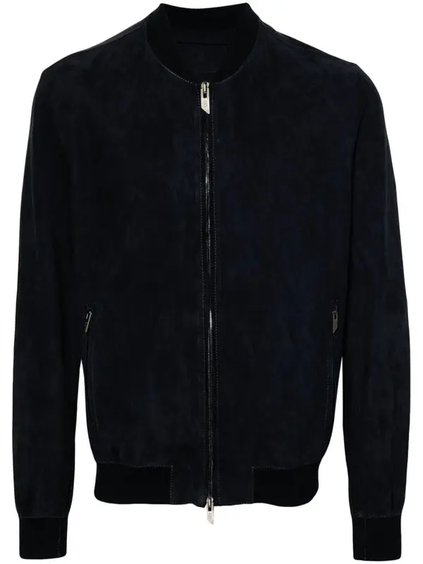 SALVATORE SANTORO Zip-up Suede Bomber Jacket