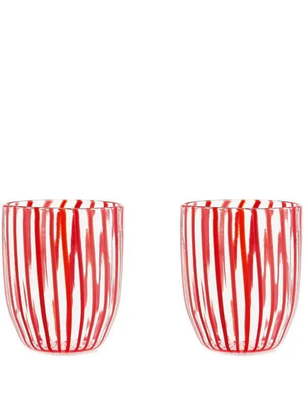 AQUAZZURA CASA Capri Stripe Tumblers - Red