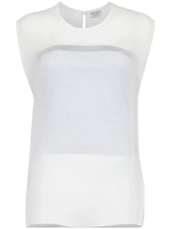 Brunello Cucinelli Sheer Sleeveless Blouse