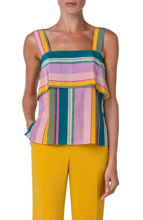 Akris Stripe Sleeveless Silk Top