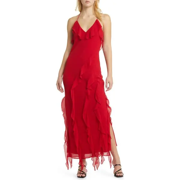 chartreuse satin dress Natalia Chartreuse Satin Maxi Dress - XL Size - Women's Dresses