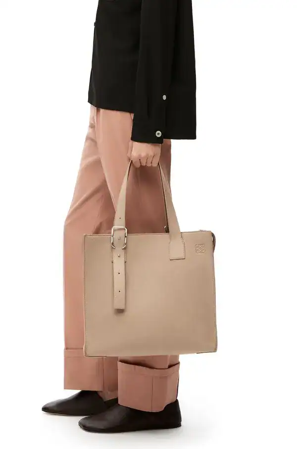 Loewe Buckle Zip Tote In Soft Grained Calfskin - Sand | Editorialist