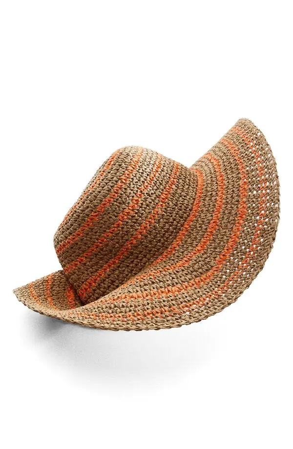 Mango Stripe Crochet Sun Hat - Orange | Editorialist