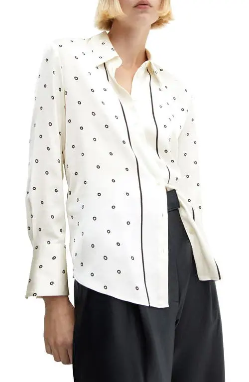 Mango Dot Print Satin Shirt