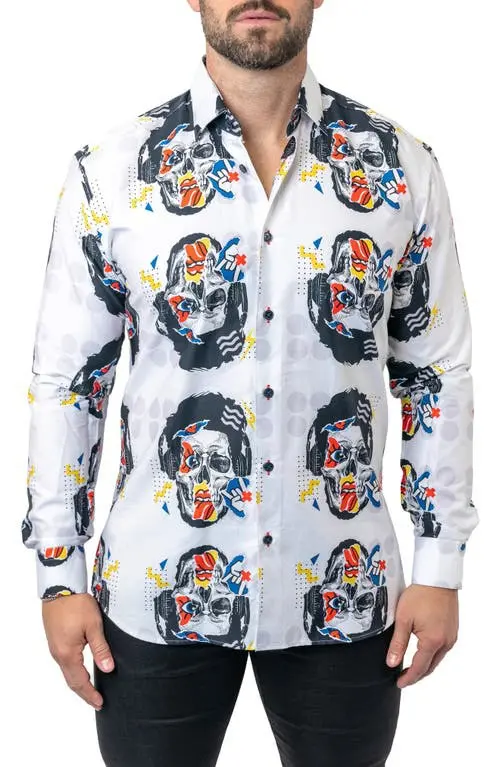 MACEOO Fibonacci Stretchskullpuppet Performance Button-up Shirt