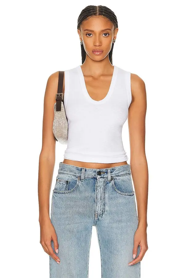 Enza Costa Textured Rib Sleeveless Tank Top - White