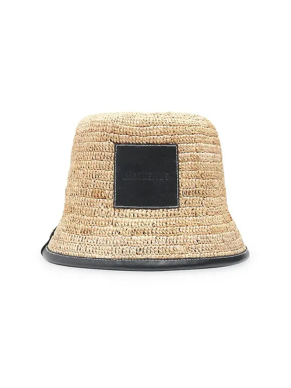 Jacquemus Raffia Bucket Hat - Black | Editorialist