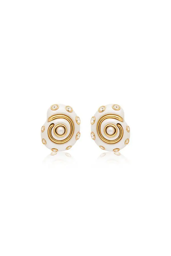 KENNETH JAY LANE Pearl Snail Earrings - White