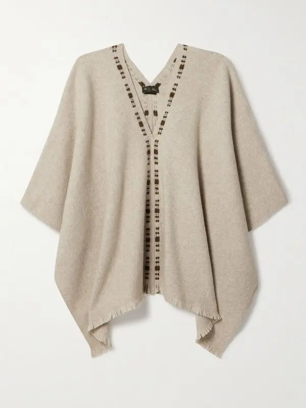 Loro Piana Frayed Cashmere And Silk-blend Poncho