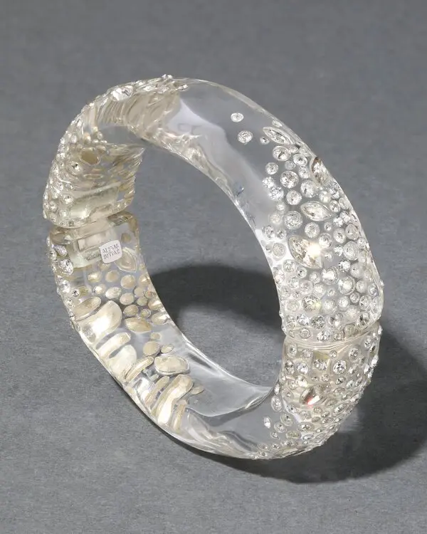 Alexis Bittar Confetti Crystal Lucite Hinge Bracelet - Clear