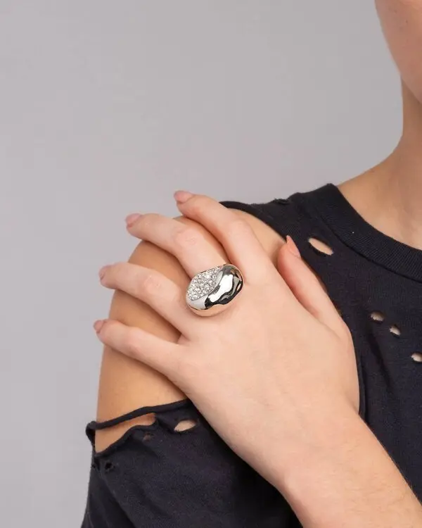 Alexis Bittar Solanales Crystal Pebble Cocktail Ring - Silver