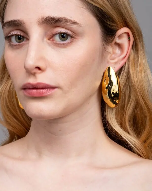 Alexis Bittar Molten Puffy Teardrop Post Earrings - Gold