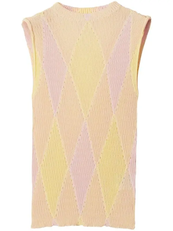 Burberry Argyle Intarsia-knit Top - Yellow