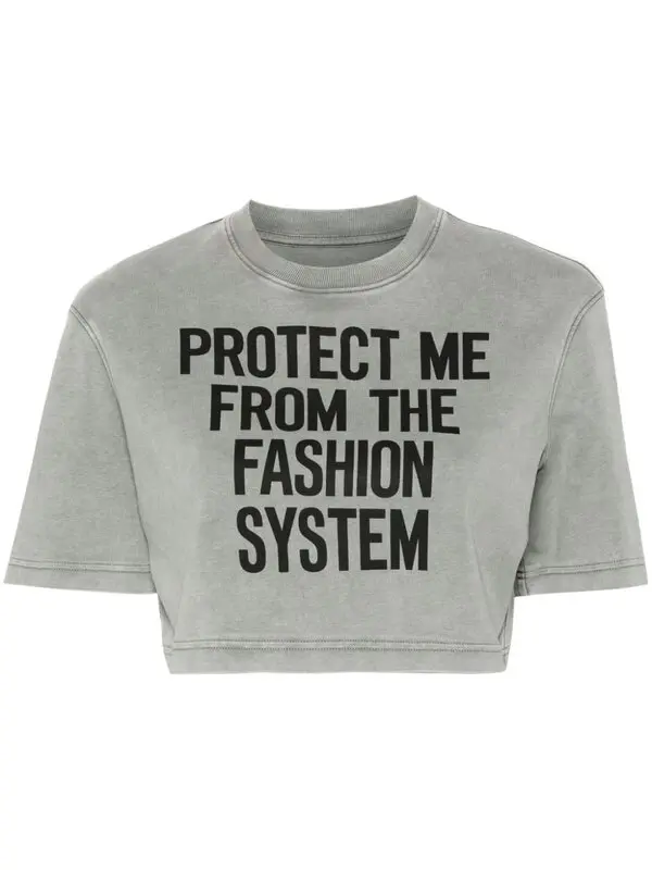 Moschino Text-print Cropped T-shirt