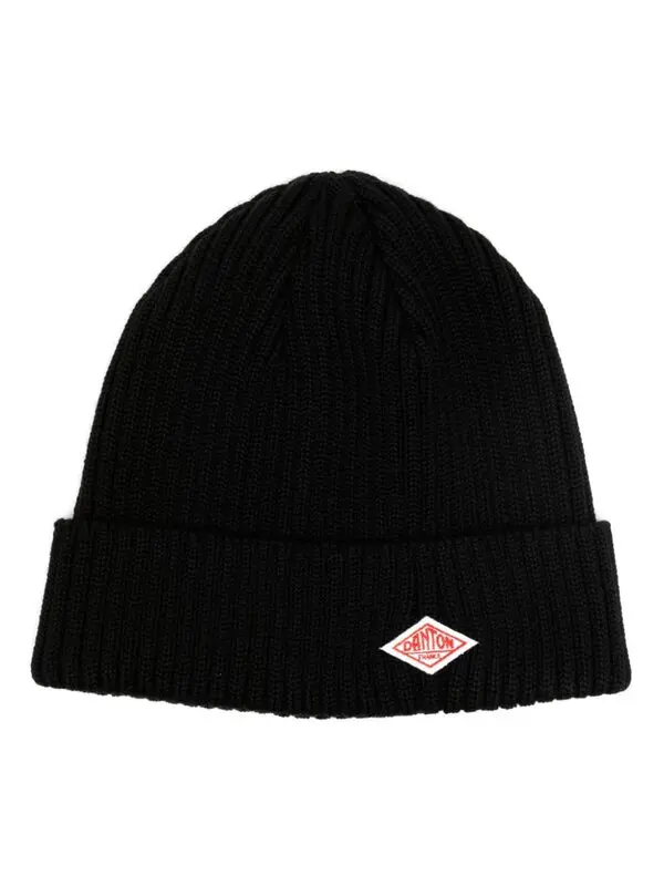 DANTON Logo-appliqué Wool Beanie - Black