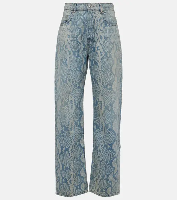 Sportmax Diego Snake-print Straight Jeans - Blue
