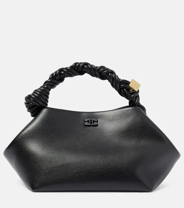 GANNI Small Leather Tote Bag - Black