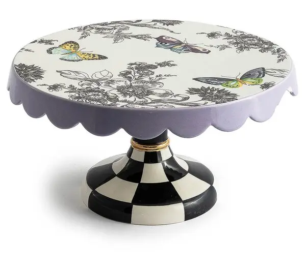 MACKENZIE-CHILDS Butterfly Toile Small Pedes- T L Platter