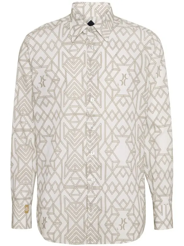 BILLIONAIRE Geometric-print Linen Shirt