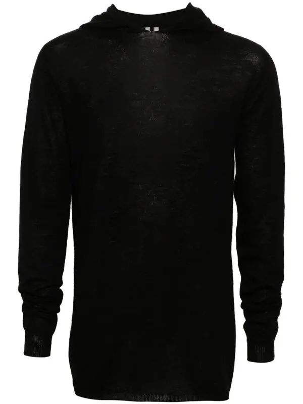 Rick Owens Fine-knit Virgin Wool Hoodie - Black